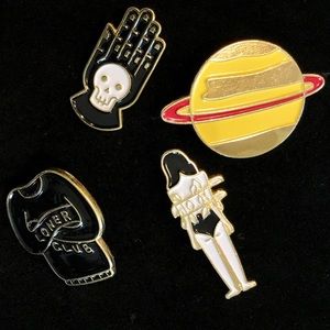 the rabbit cellar | Jewelry | New Brass Enamel Goth Pins | Poshmark